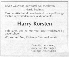 in memoriam Harry Korsten